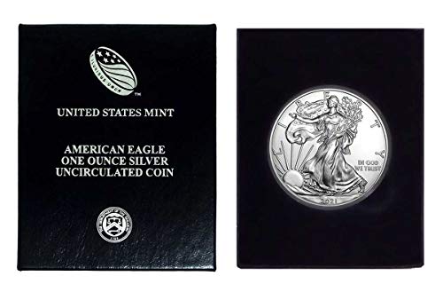 2021 American Silver Eagle in Plastic Air Tite and Blue Gift Box with our Certificate of Authenticity Dollar Uncirculated US Mint