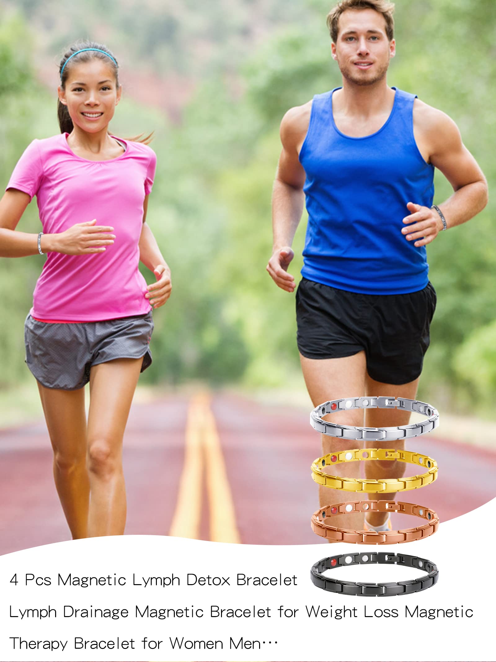 4 Pcs Lymph Detox Bracelet Lymph Drainage Bracelet Therapy Bracelet for Women Men