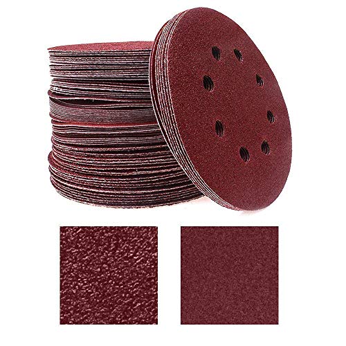 80 Pack 5 inch Sanding Discs Kit 8 Hole Sander for Drill Polishing Pad Hook and Loop Plate 60 80 120 180 240 400 600 800 Grit Sandpaper Abrasive Tool
