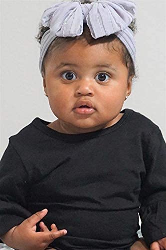 Lotus Lane Baby Onesie Black Onesie Bell Sleeve Romper Flared Ruffle Bodysuit Stretchy Big Bow Headband Outfit