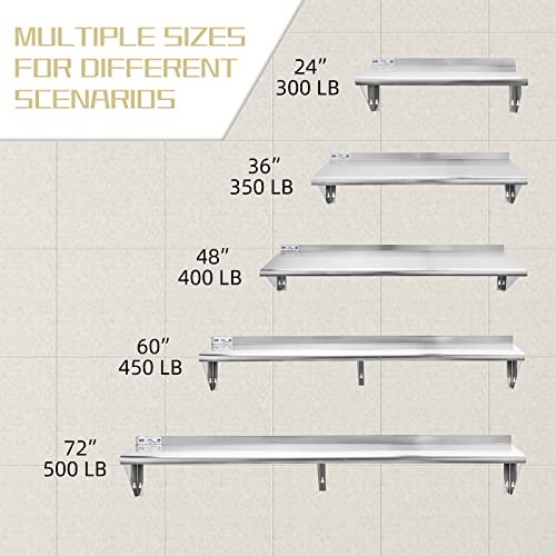 HALLY SINKS & TABLES H Stainless Steel Shelf 18 x 36 Inches, 350 lb, Commercial Wall Mount Floating Shelving for Restaurant, Kitchen, Home and Hotel