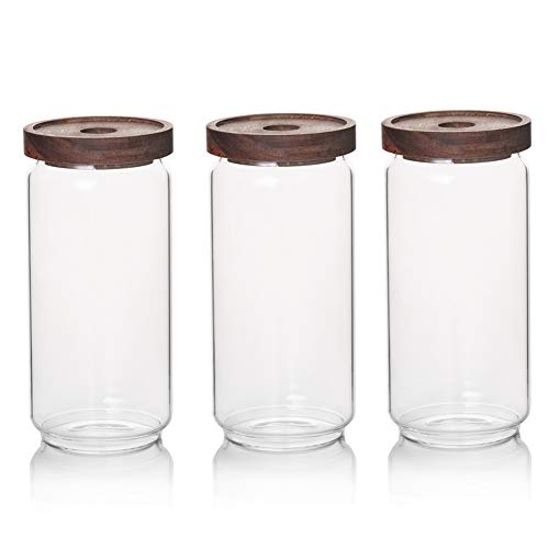 SWEEJAR 33 OZ Glass Food Storage Jar with Lid (set of 3),Airtight Canisters for Bathroom,Kitchen Container with Bamboo Cover for Serving Tea, Coffee, Spice and More