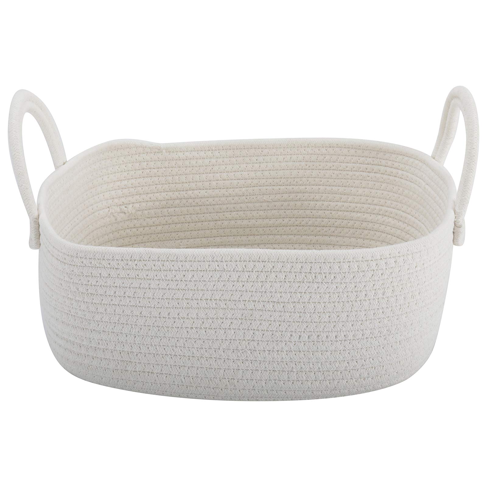 Patioer Storage Baskets Set of 4 - Woven Basket Cotton Rope Bin, Small White Basket Organizer for Baby Nursery Laundry Kid's Toy