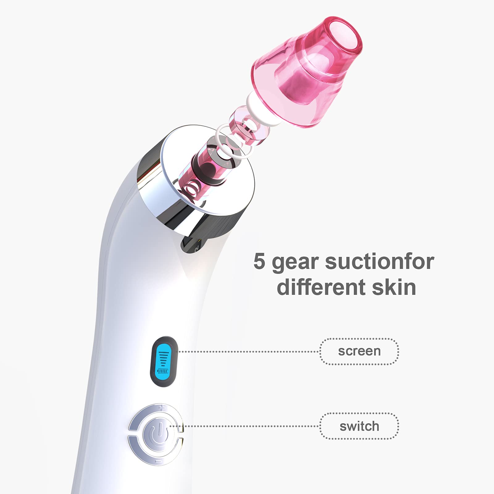 Blackhead Remover Pore Vacuum Electric Blackhead Extractor Tool Comedo Removal Suction Beauty Device for Women(Pink)