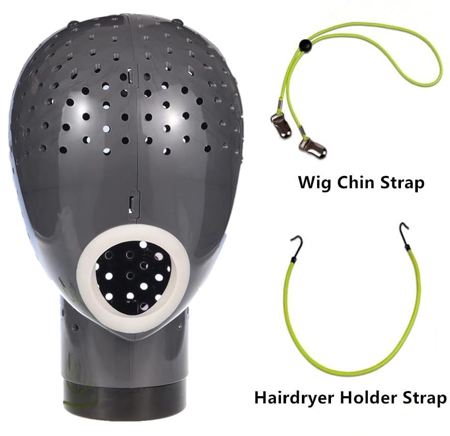 HOMEGOAL Hair Dryer Fresh Wig Head Dryer Wig Stand Wig Holder Mannequin Head, Drying Wig From Inside to Outside, Quickly, Easily, For Lace Wig Scalp Cap Net (Dark Grey)