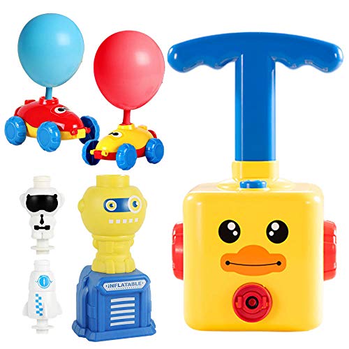 NEXTAKE Balloon Powered Car and Launcher Set, Balloon Launcher Toy Set Balloon Power Racer Air Inertial Car Toy Balloon Launcher Launch Pad with 12 Balloons (Duck with Launch Tower 2)