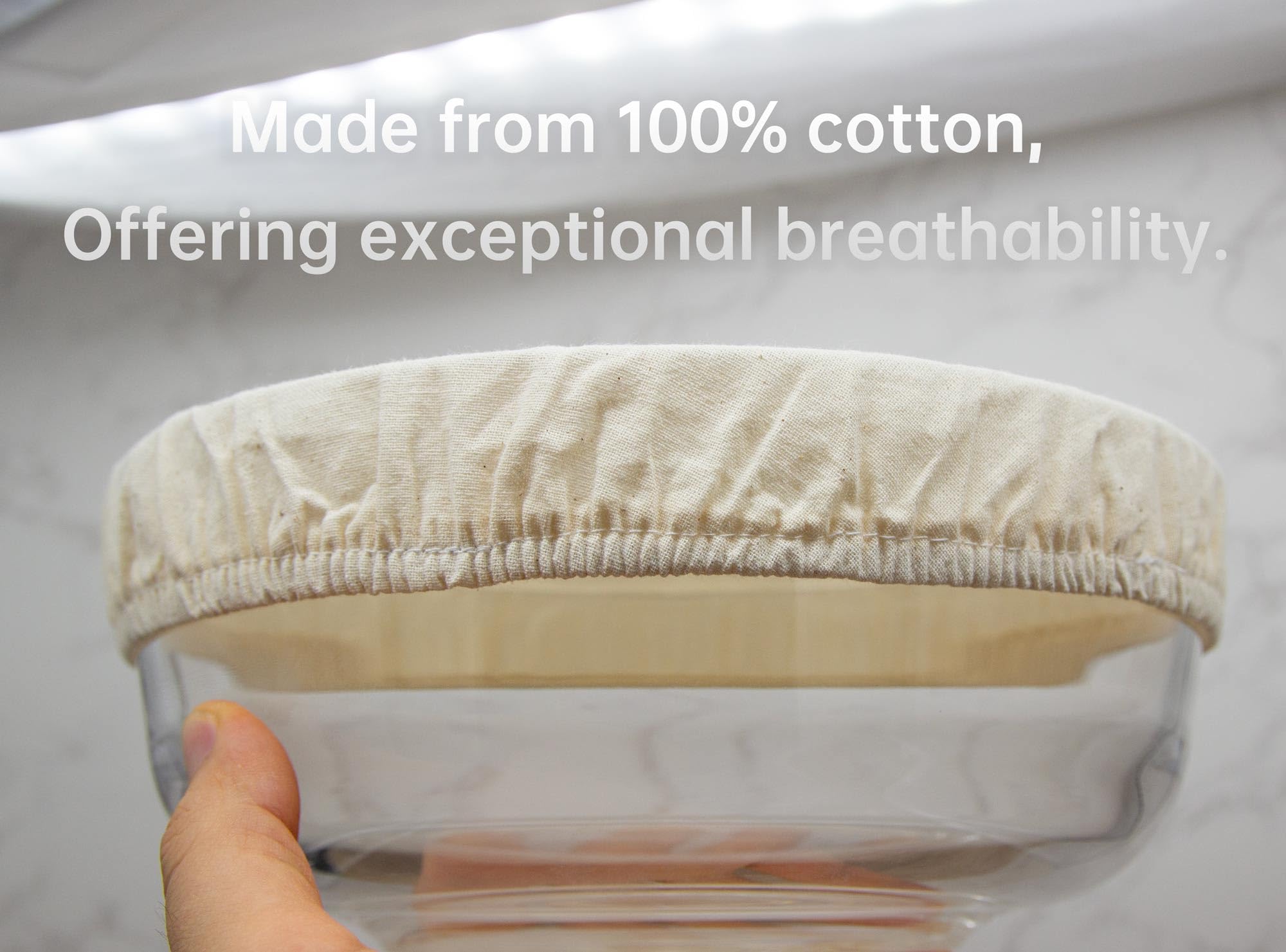 4 Pack sourdough bowl cover, Organic Reusable Cloth bowl cover for proofing, fits 5β-8.5β Diameter bowl and Jar mouth - Unbleached, Perfect for Fermentation Jars (4 Pack - Large)