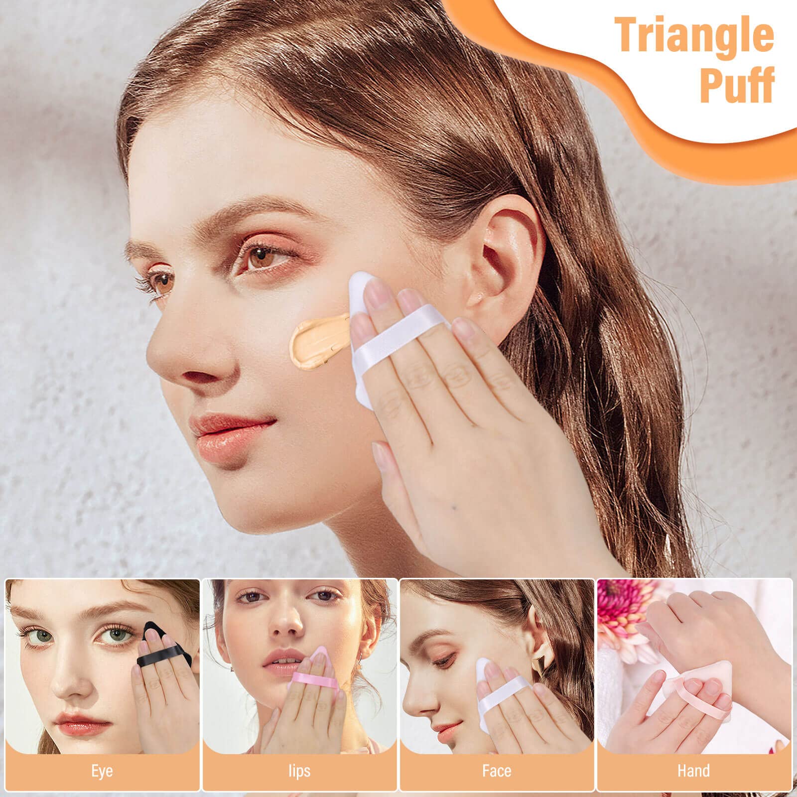20pcs Triangle Powder Puff, Setting Powder Puff for Make Up, Face Puff Pads for Loose Powder and Press Powder, Makeup Sponge Powder Applicator for Face and Eye
