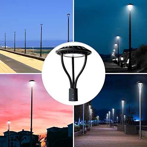 OSTEK Led Post Top Pole Lights with Photocell 40W LED Circular Parking Lot Area Light 5000K Outdoor Lamp Top Pathway Light Fixture IP65 DLC/ETL