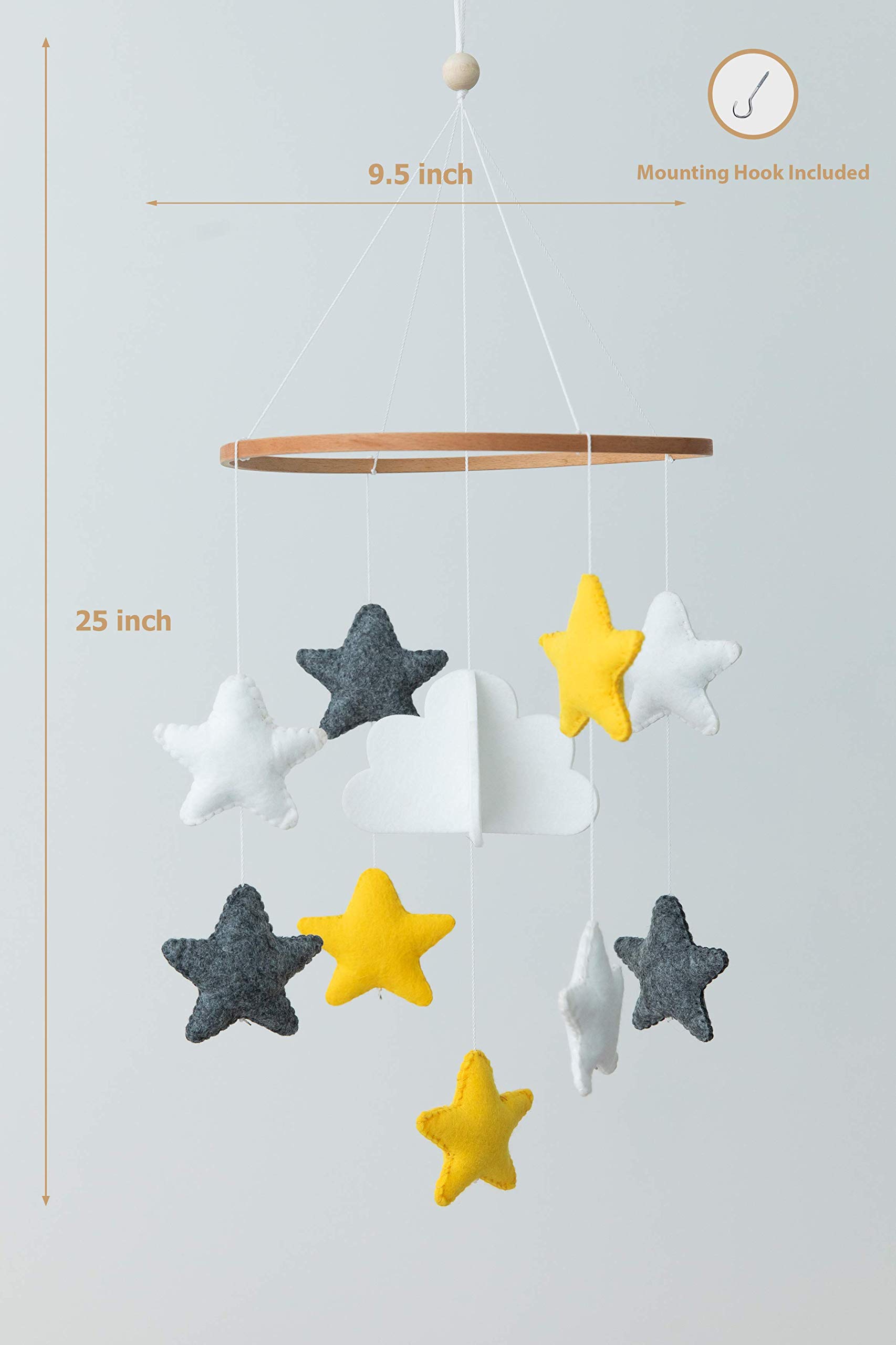 Baby Crib Mobile by Cheeky Owl - Dreamy Cloud and Stars for Nursery Decor and Ceiling Decoration, Gender Neutral, and Handmade Premium Materials