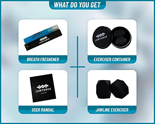 JawForce Jaw Exerciser for Men & Women, Small Size Jawline Exerciser with Breath Freshener - Define your Jawline and Neck - Black Advanced Level