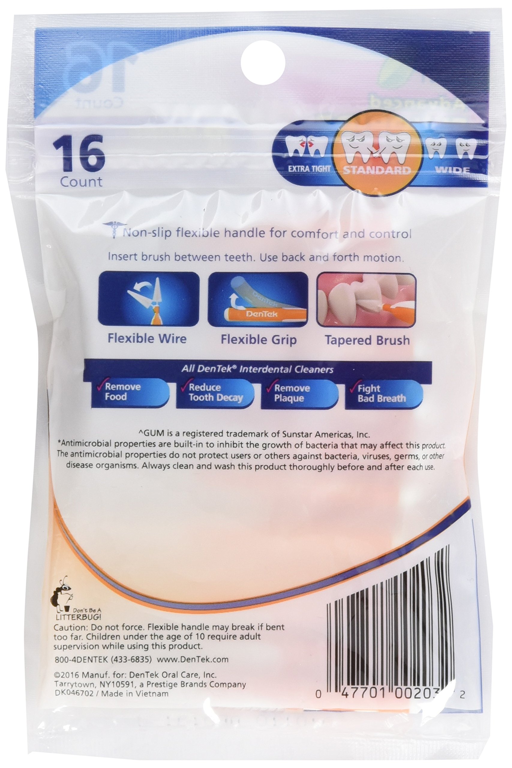 DenTek Easy Brush Dental Cleaners, Standard, 16 Count (Pack of 6)