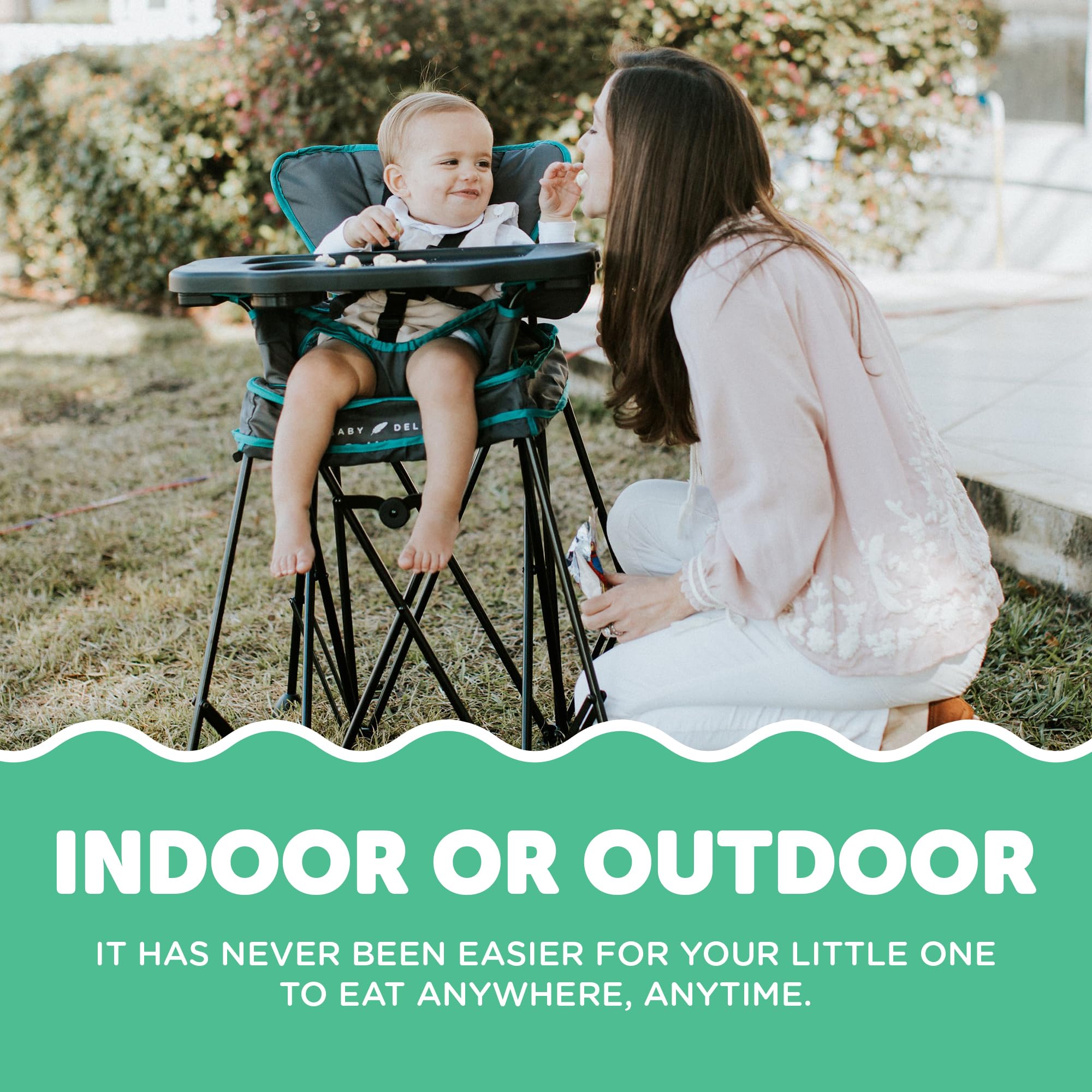 Baby Delight Go with Me Uplift Deluxe Portable High Chair, Indoor and Outdoor,Slate Grey