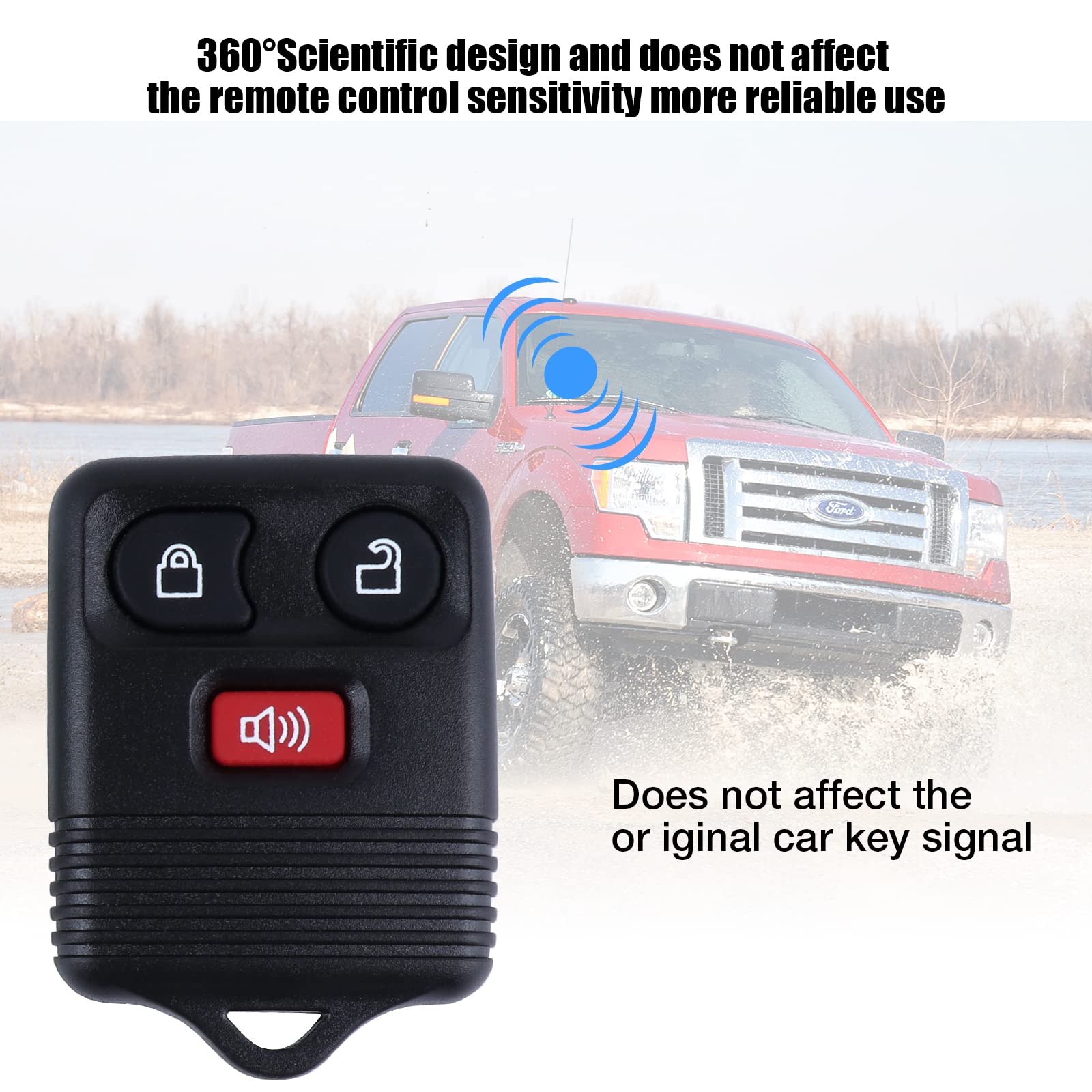 3 Buttons Remote Key Fob Remote Compatible with Ford 1998-2016 F150 F250 F350 Escape Expedition Explorer Ranger Lincoln(CWTWB1U331 CWTWB1U345) 2 Pack
