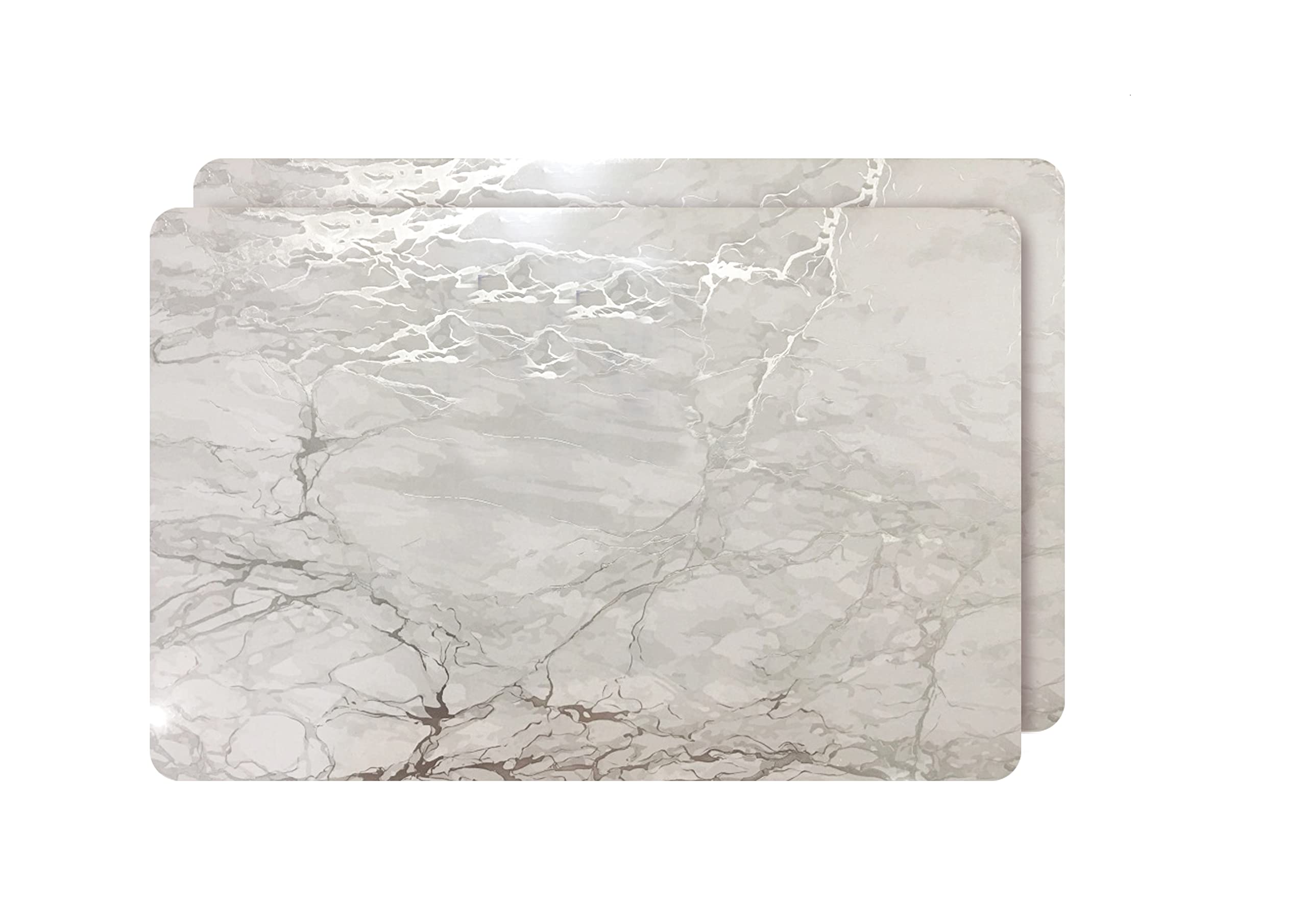 Dainty Home Marble Cork Place Mats Rectangle Silver Gold 12"x18" Set of 2 Washable Placemats Heat Resistant Placemats Non Slip Table Placemats