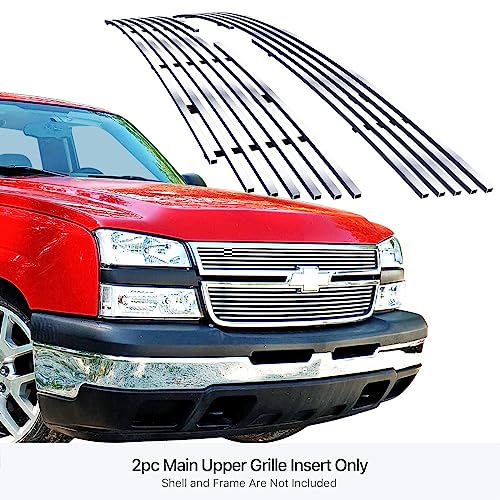 APS Compatible with Chevy Silverado 2500HD 3500 2005-2006 & 06 1500 HD SS & 07 Classic Main Upper Stainless Steel Chrome Billet Grille Grill Insert C65306A