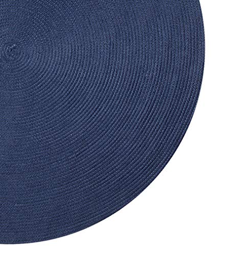 Better Trends County Braid Solid Collection is Durable and Stain Resistant Reversible Indoor Area Utility Rug 100% Polypropylene in Vibrant Colors, 72" Round, Dark Blue