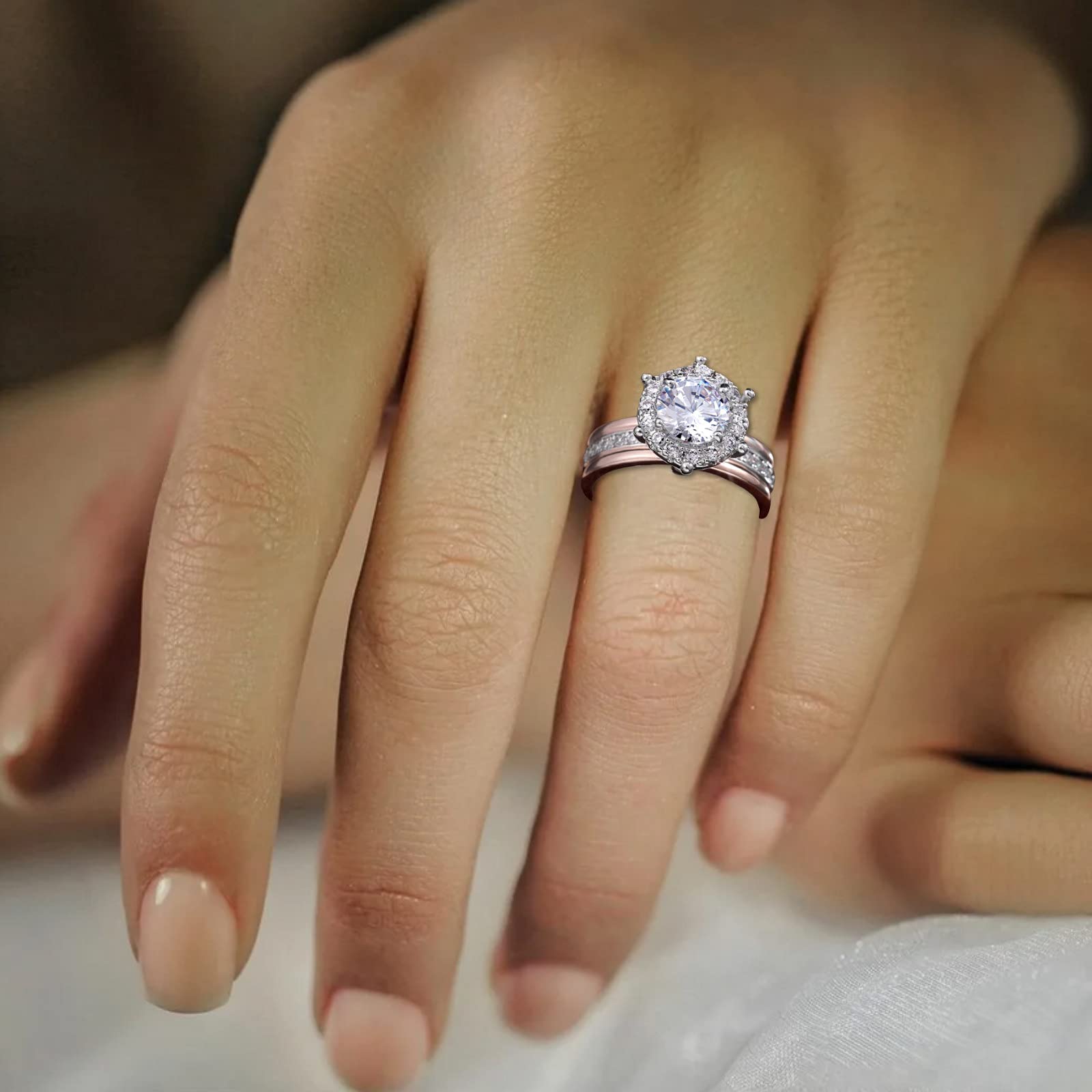 2022 New Gorgeous Ring Creative Two-tone Zircon Engagement Ring Gift for Women Gilrs