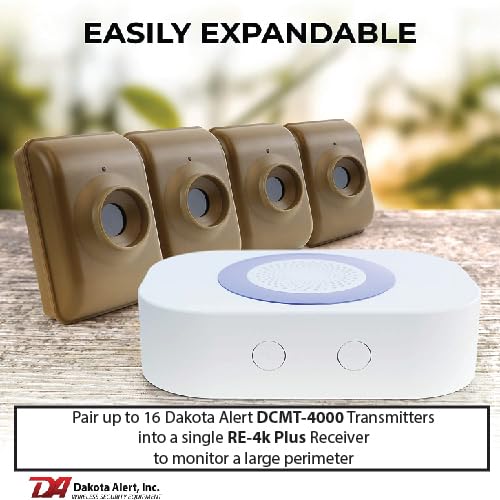 Dakota Alert Long Range Driveway Alarm Motion Detector - DCMA-4k Plus One Mile Wireless Range Alarm System - DCMT-4000 Transmitter & RE-4k Plus Receiver-Use Outdoors, Driveways, Entrances & Backyards