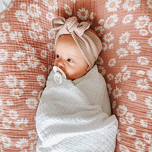 Ely's & Co. Cotton Muslin Swaddle Blanket 1-Pack — 100% Cotton Muslin Extra-Large Swaddle Blankets (47” x 47”) Printed (Pink Pin Dot)