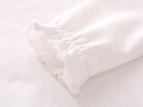 Baby Girl Kids Blouses Long Sleeves Solid Color Doll Collar T-Shirt Top Bottom (White, 2-3T)