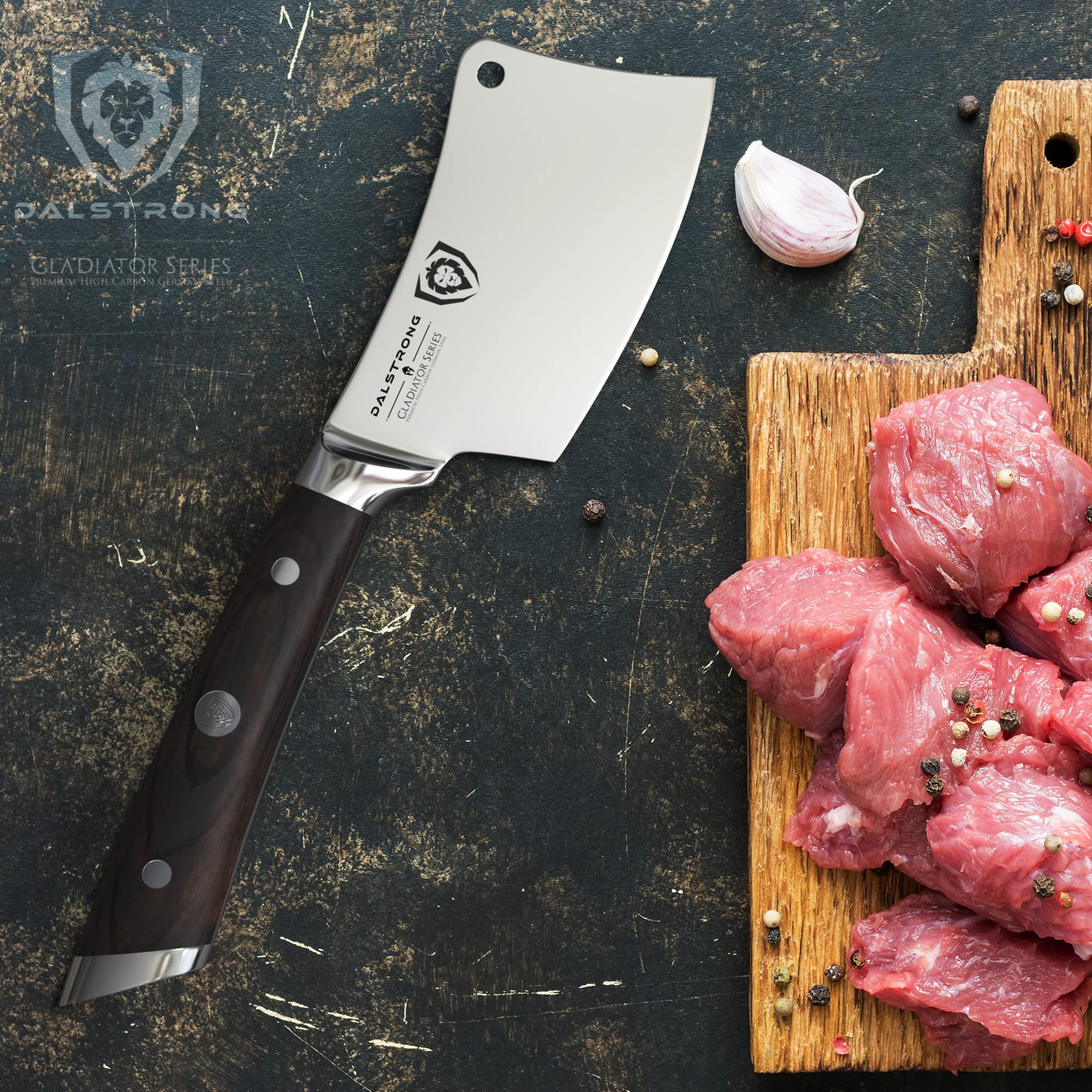 Dalstrong Meat Cleaver Knife -4.5"- Gladiator Series Elite-Heavy Duty Giftable Kitchen Knife - Black Handle-Razor Sharp Knife-Forged High Carbon German Steel -w/Sheath-NSF Certified