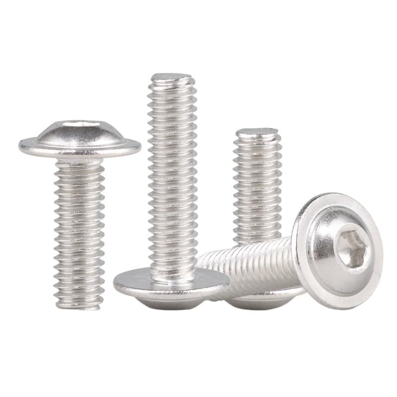 304 Stainless Steel Round Head hex Socket Screws with Pads, Flat Head semi-Round Head Machine Wire Bolts with Pads Hexagon Socket Screws (Size : M5*12)