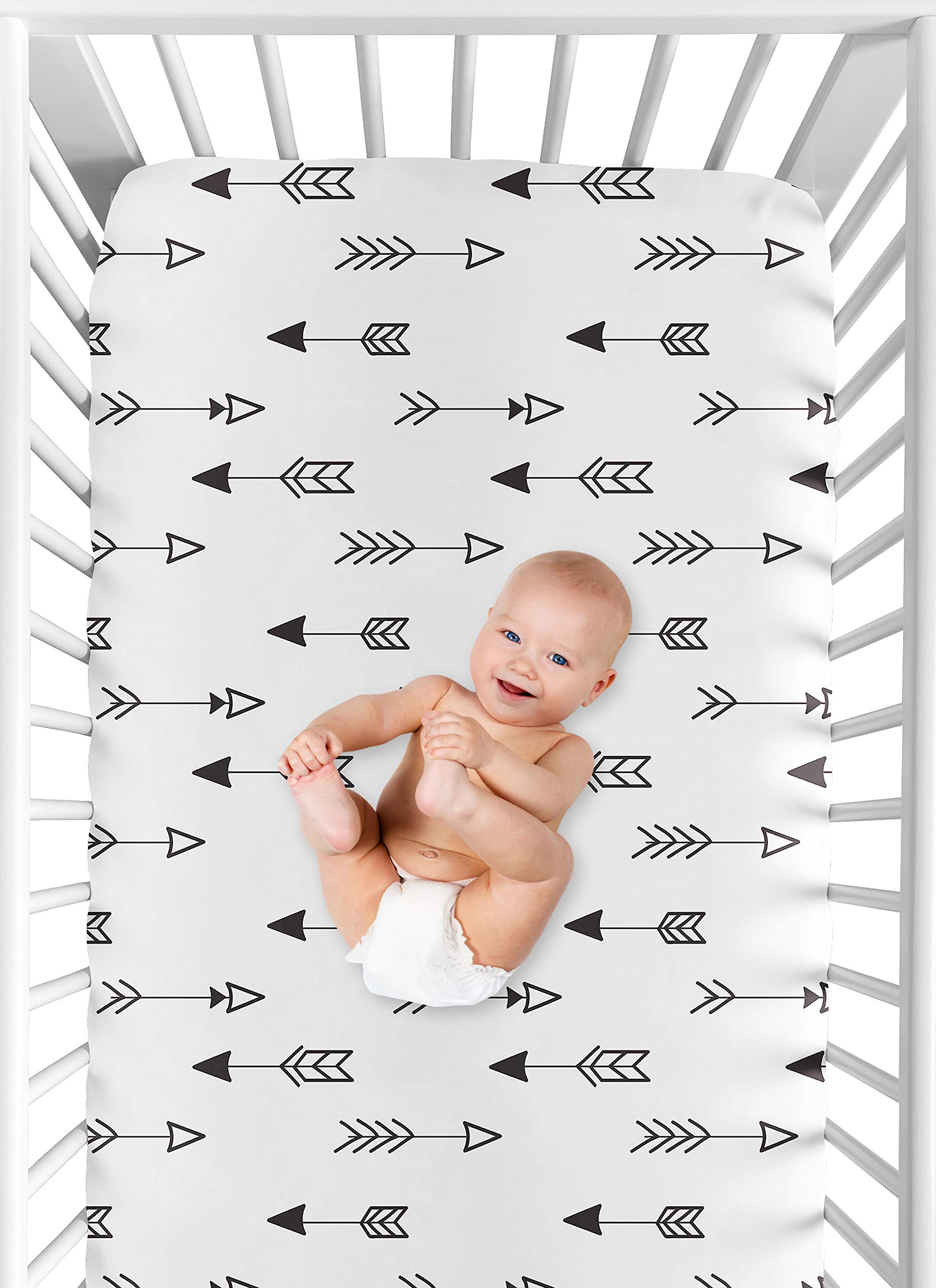 Arrow Print Fitted Crib Sheet for Black and White Fox Collection Baby/Toddler Bedding Set Collection