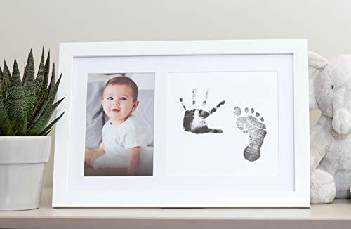 Kate & Milo Baby’s Print Photo Frame and Ink Kit, Newborn Hand and Footprint Ink Kit, White