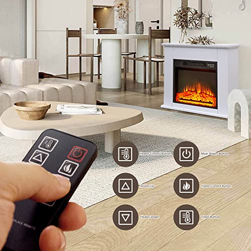 25 Inch 1400W Deluxe Electric Fireplace Mantel Heater, Wooden Freestanding Portable Patio Hearth Space Stove with Remote Control & Realistic Flames Remote Control for Home Room Indoor-White