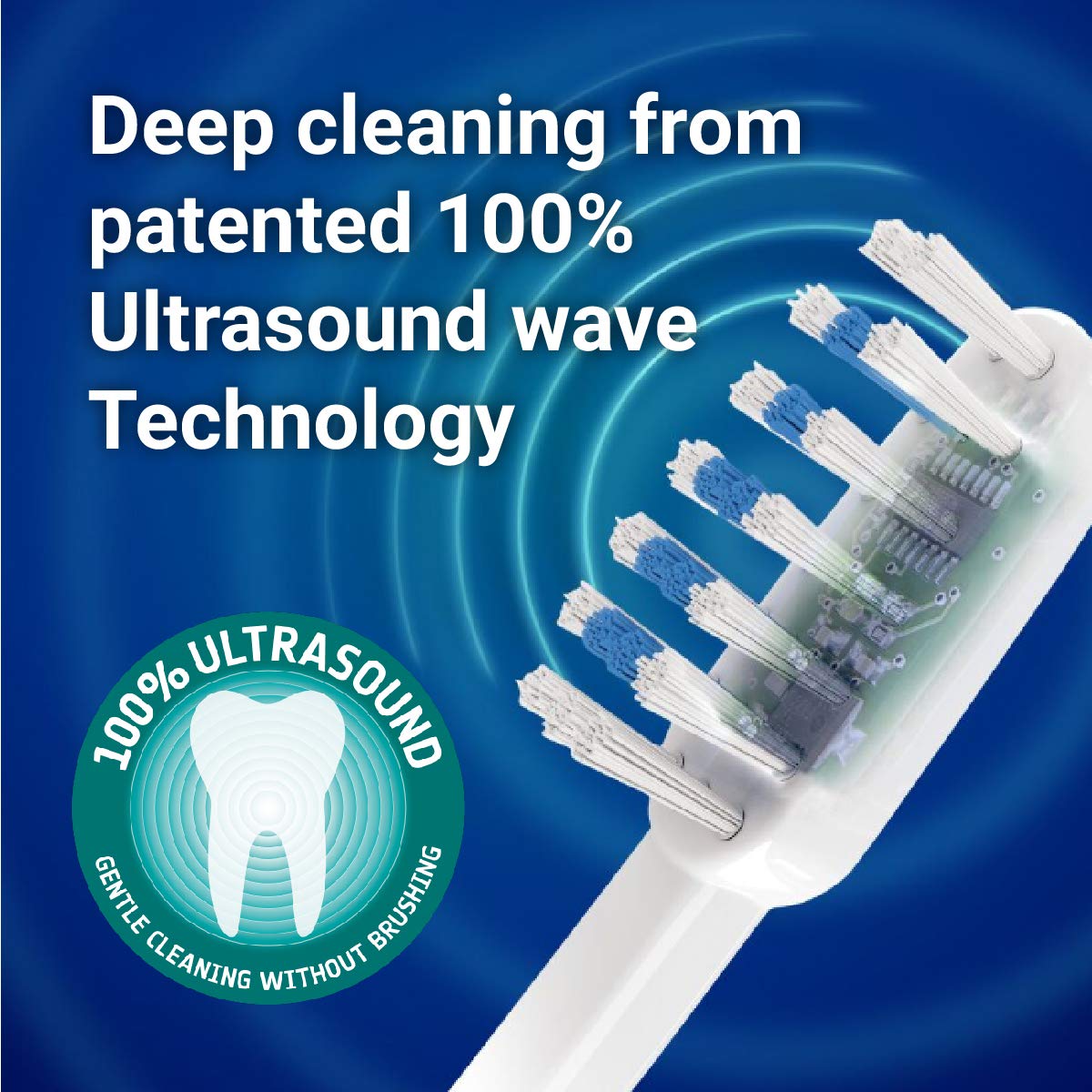 Emmi-dent Metallic/Professional 2-Pin Bristle-Head Attachments - Electric Toothbrush Replacement Heads. Cleans with Ultrasound Waves (Wave 4 Pack)