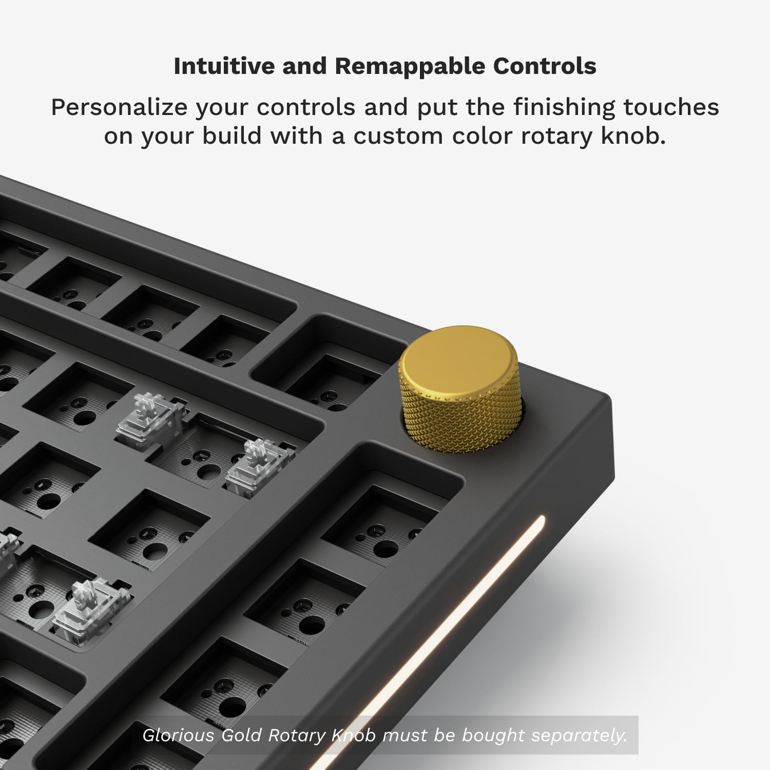 Glorious Modular Mechanical Gaming Keyboard - 75% / Barebones/Pre Built/Black and White (Barebones (Black))