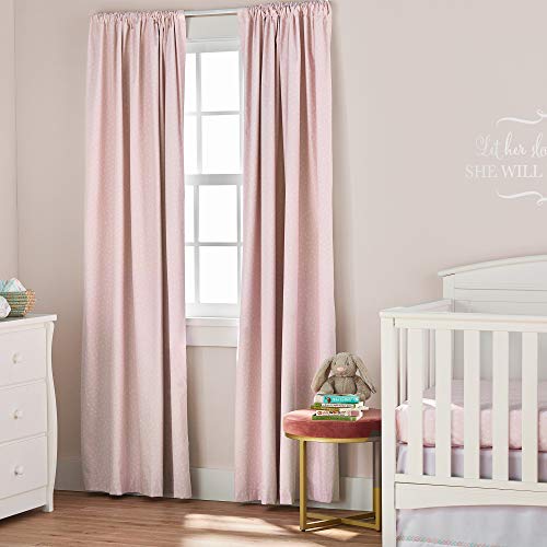 Lush Decor Pixie Fox Geo Blackout Window Curtain Panel, Single Panel, 52" W x 84" L, Pink - 100% Blackout Curtains - White & Pink Curtains for Kids & Baby - Geometric Dots - Bedroom & Nursery Decor