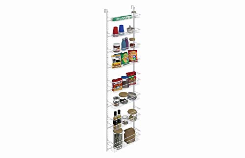 ClosetMaid Adjustable Organizer Rack with Baskets Wall or Over Door Mount, for Kitchen, Pantry, Utility Room, Closet, 18 in. W, White Finish, Inch