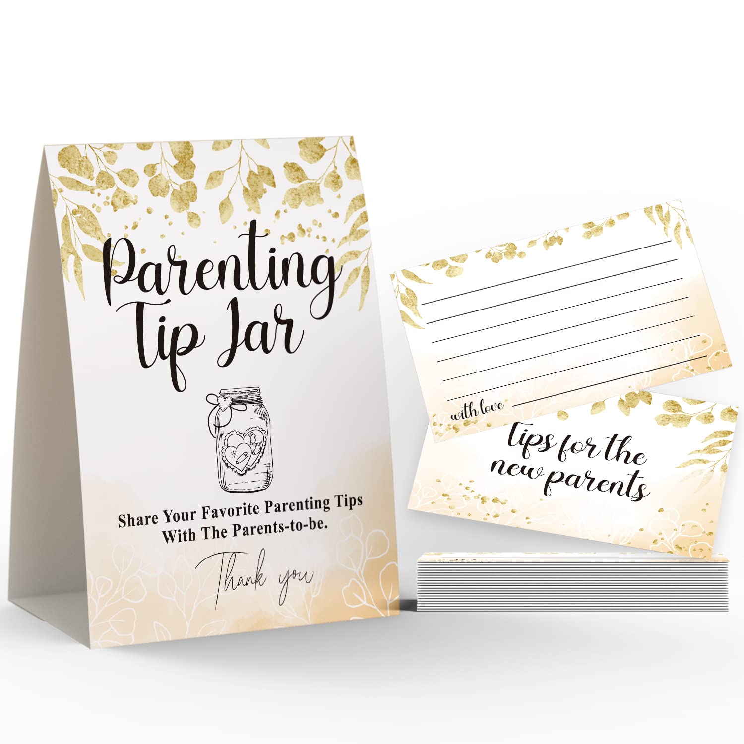 Advice for New Parents, Parenting Advice Card, Baby Shower Party, Tips for the Parents To Beļ¼Includes a 5x7 Standing Sign and 25 4x6 Advice Cards(JYC027)