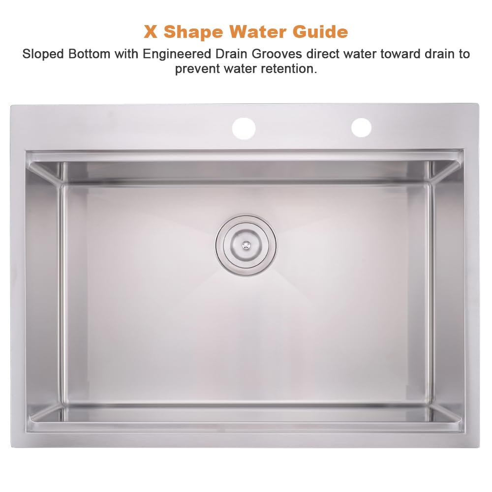 33 In Drop In Kitchen Sink Workstation-Bokaiya Kitchen Sink 33x22 Drop In Workstation Sink Topmount 16 Gauge Single Bowl Stainless Steel Kitchen Sink with Cutting Board