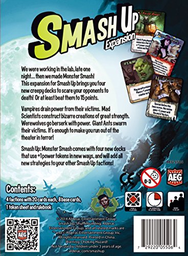 AEG Smash Up: Monster Smash Expansion | Action-Packed Family Card Game | Giant Ants, Mad Scientists, Vampires, Werewolves | 2-4 Players | Ages 14+