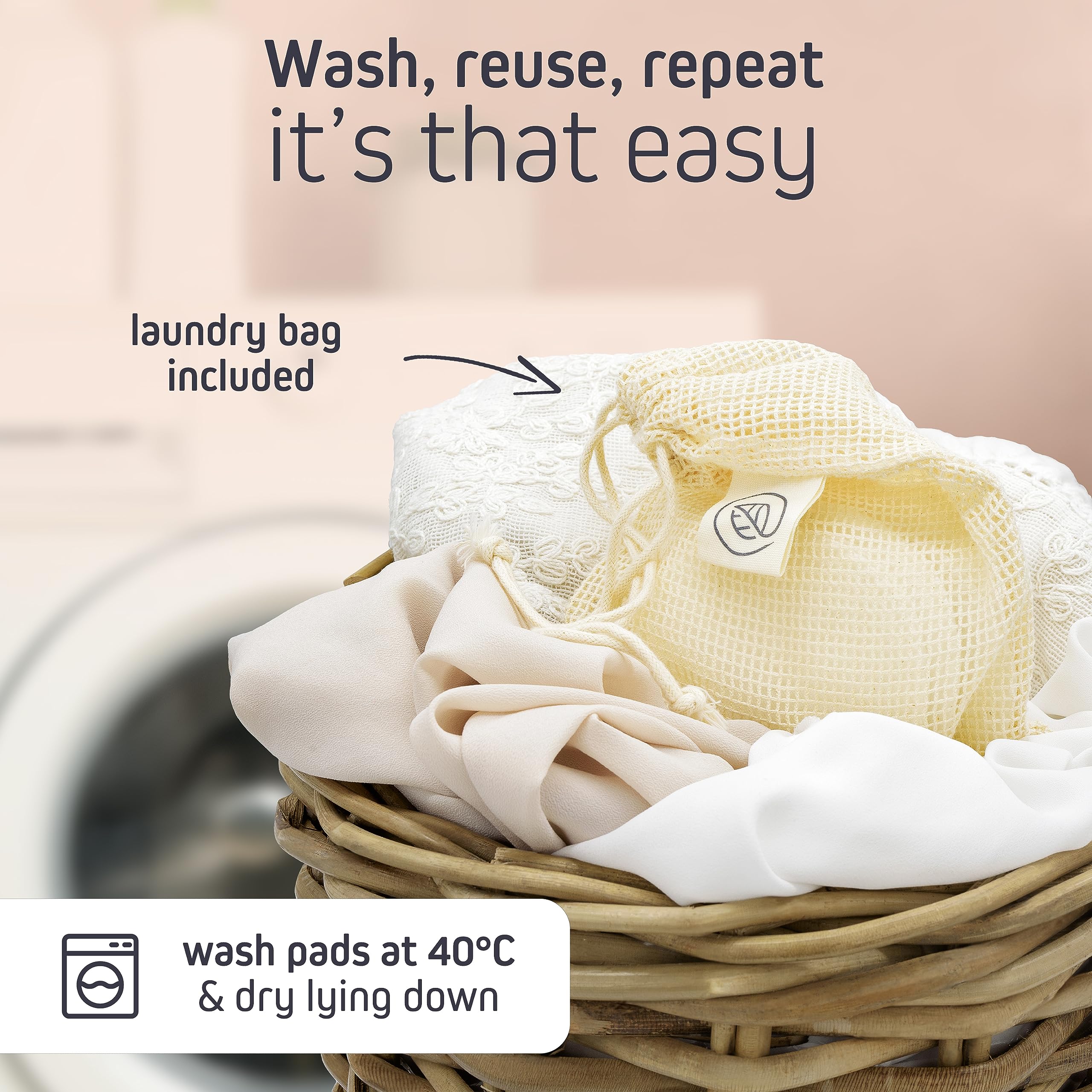 Ecolifestyle Reusable Makeup Remover Pads (20 Pack) - Reusable Cotton Rounds with Laundry Bag & Metal Storage Box | Eco-Friendly, Zero Waste | Bamboo, Terry & Charcoal Washable Face Pads