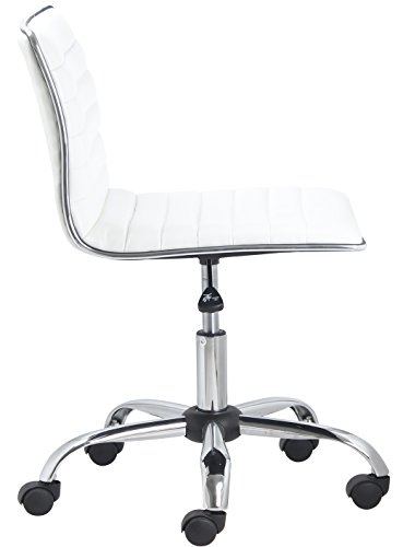 BTEXPERT BTExpert Swivel Mid Back Armless Ribbed Designer Task Chair Leather Soft Upholstery Office Chair - White