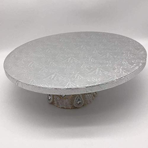 Drum Cake silver 12 inch Round Board, 5 - packs for Heavy Or Multi-Tiered Cakes and a surprise gift. Professional smooth straight edges Cake Board 1/2 polegada thick.
