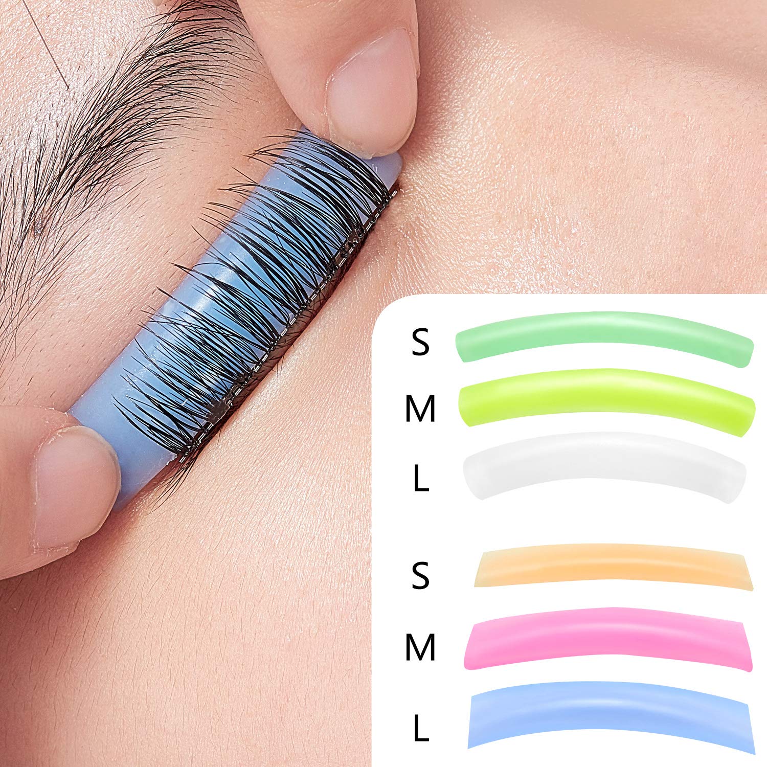 24 Pieces Eyelash Lifting Rods Eyelash Perming Pads Silicone Eyelash Perm Lift Pads Eyelash Curler Refills Pads for Eyelash Lifting (Small, Medium, Large)