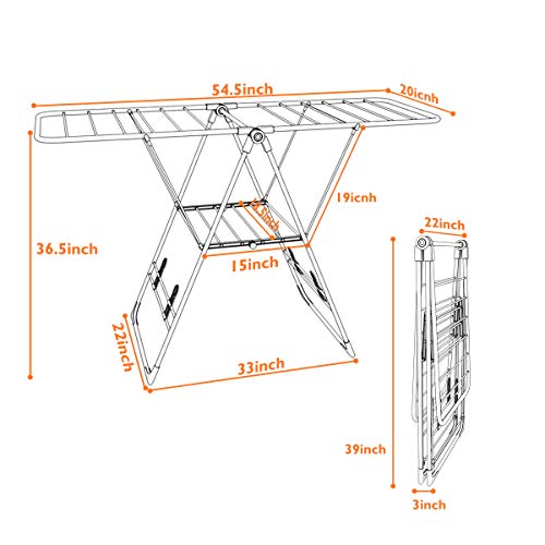 LDAILY Clothes Drying Rack, Laundry Clothes Storage, Portable Folding Dryer, Heavy Duty Clothes Hanger, Lightweight and Stable Clothes Dryer for Indoor and Outdoor Use