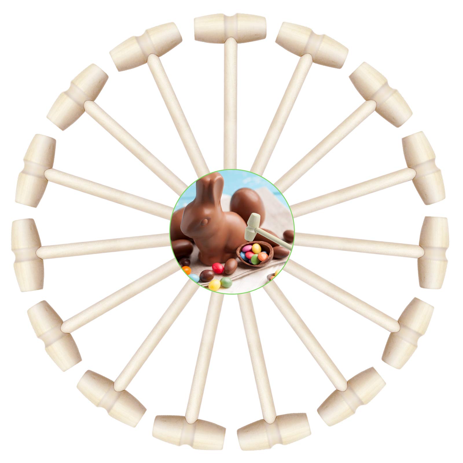 Pseutio 20 PCS Wooden Mallets Mini Wooden Hammers for Chocolate Crab Lobster Mallets Cute Beating Gavel Toys for Boys Girls