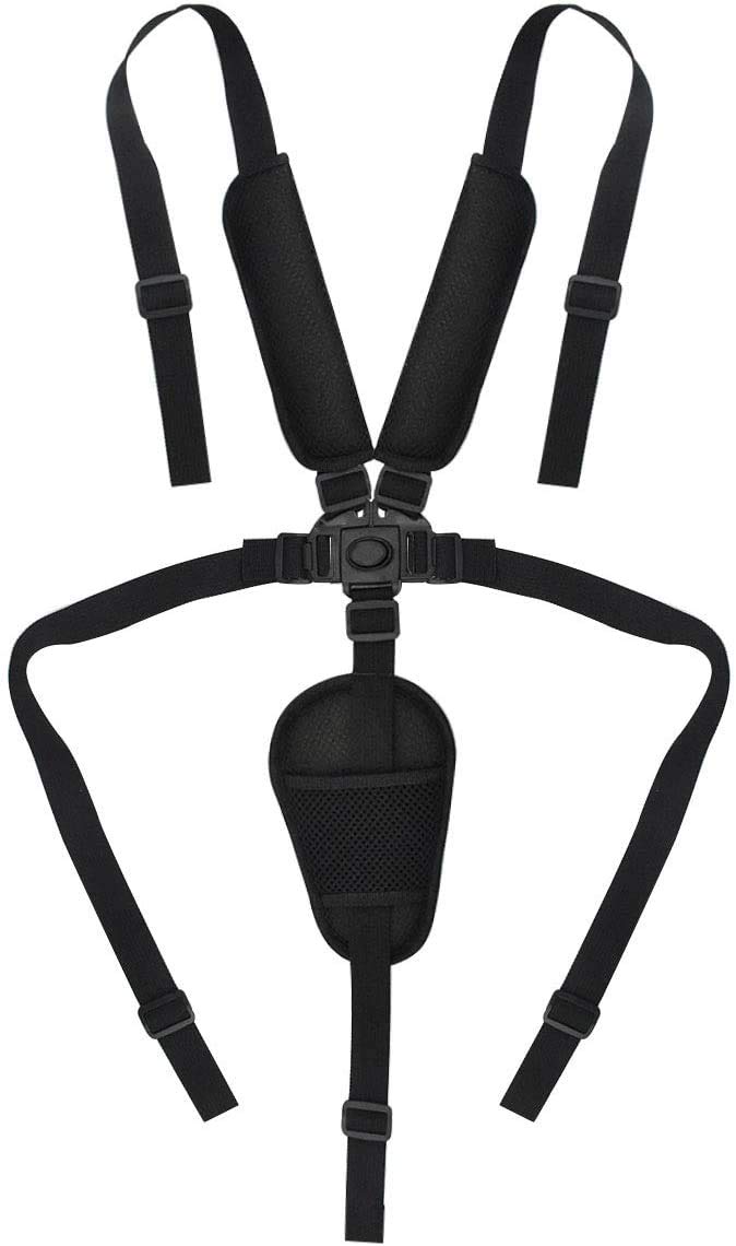 Kissral Universal 5 Point Harness Straps, Adjustable Baby Safety Strap Belt with Shoulder Pads and Guarding Pad, Harness Straps for High Chair/Pushchair/Stroller/Pram/Buggy (Black)