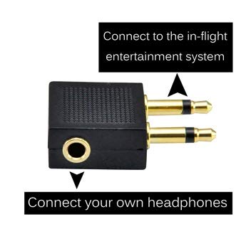 MAOYE Airplane Airline Flight Adapters for Headphones, Airplane Headphone Adapter, UCEC 3.5mm Golden Plated Airline Earphone Adapter for in-Flight Entertainment System, 2 Pack (Blue)