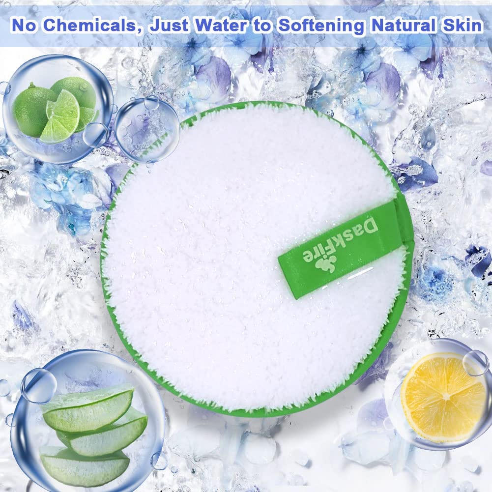 DaskFire Reusable Makeup Remover Pads, Facial Make Up Removal Wipes, Washable Face Cleaning Cloths, Hypoallergenic for Mascara, Eye Shadow, Lipstick, Foundation -3 pcs, 4.5" Dia