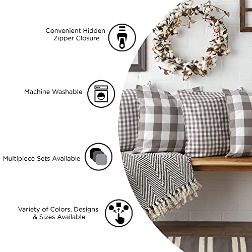 DII 100% Cotton Buffalo Check Pillow Cover Set, Black, 20x20, 2 Piece