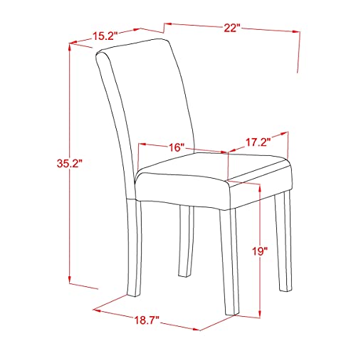 East West Furniture ANAB5-LWH-02 5Pc Round 36" Table and 4 Parson Chair White Leg and Linen Fabric Light Beige