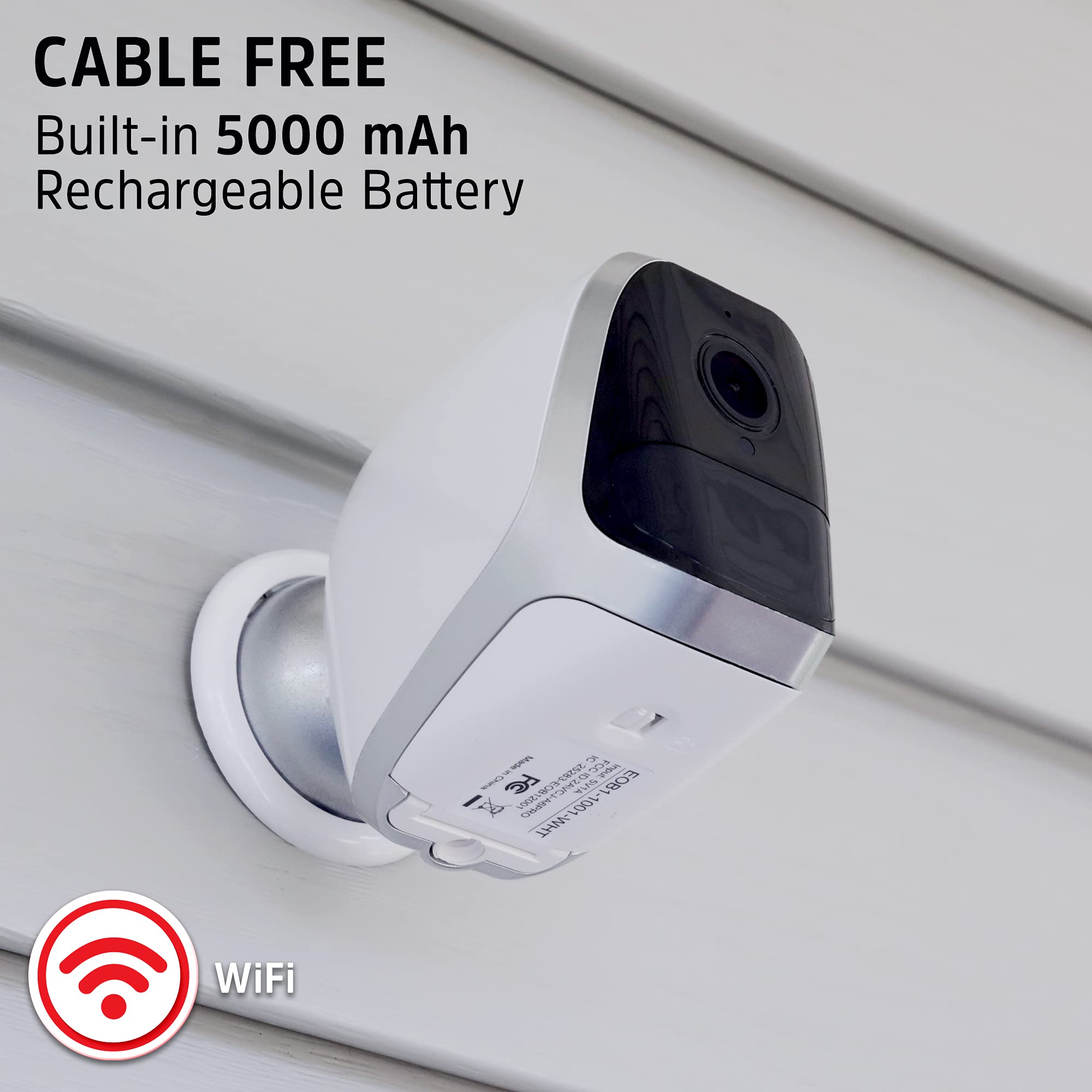 Energizer Connect Wireless Rechargeable Battery-Powered Smart WiFi Security Camera, 1080p Video, Indoor/Outdoor Weatherproof, PIR Motion Detection, 2-Way Audio, Night Vision, Cloud Storage/SD Slot