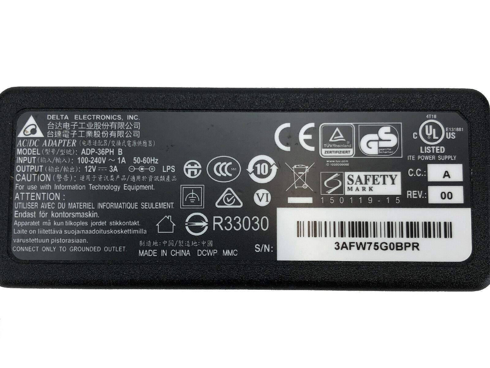 Delta ADP-36PH BH Desktop AC Adapters Desktop Adapter 12VDC, 36W, Level VI